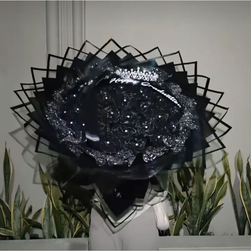 Jual 50 tangkai (ELEGAN + MEWAH) BOUQUET satin hitam buket satin ...