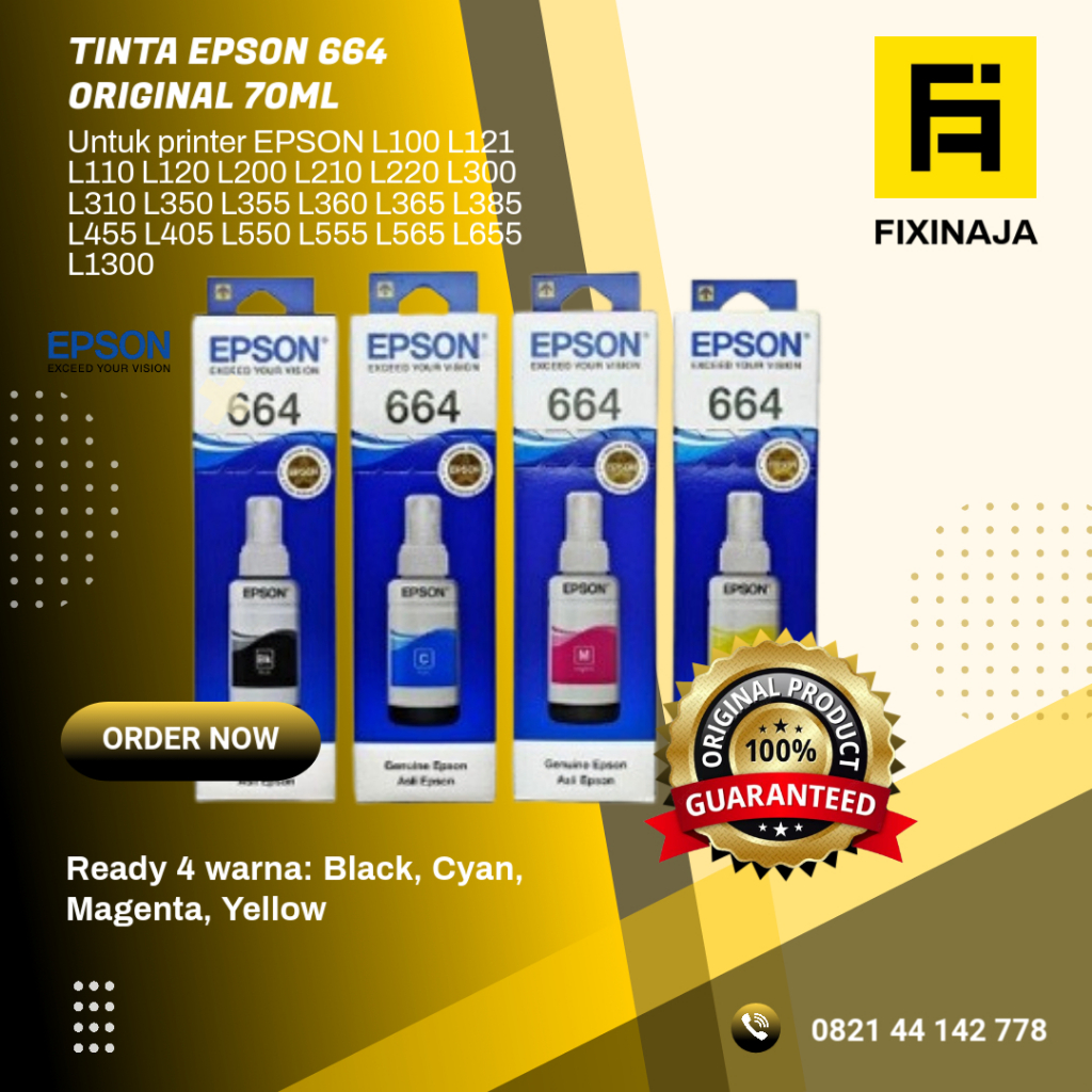 Jual TINTA EPSON 664 1 SET (4 WARNA) / Untuk Printer L100 L121 dsb | Shopee Indonesia