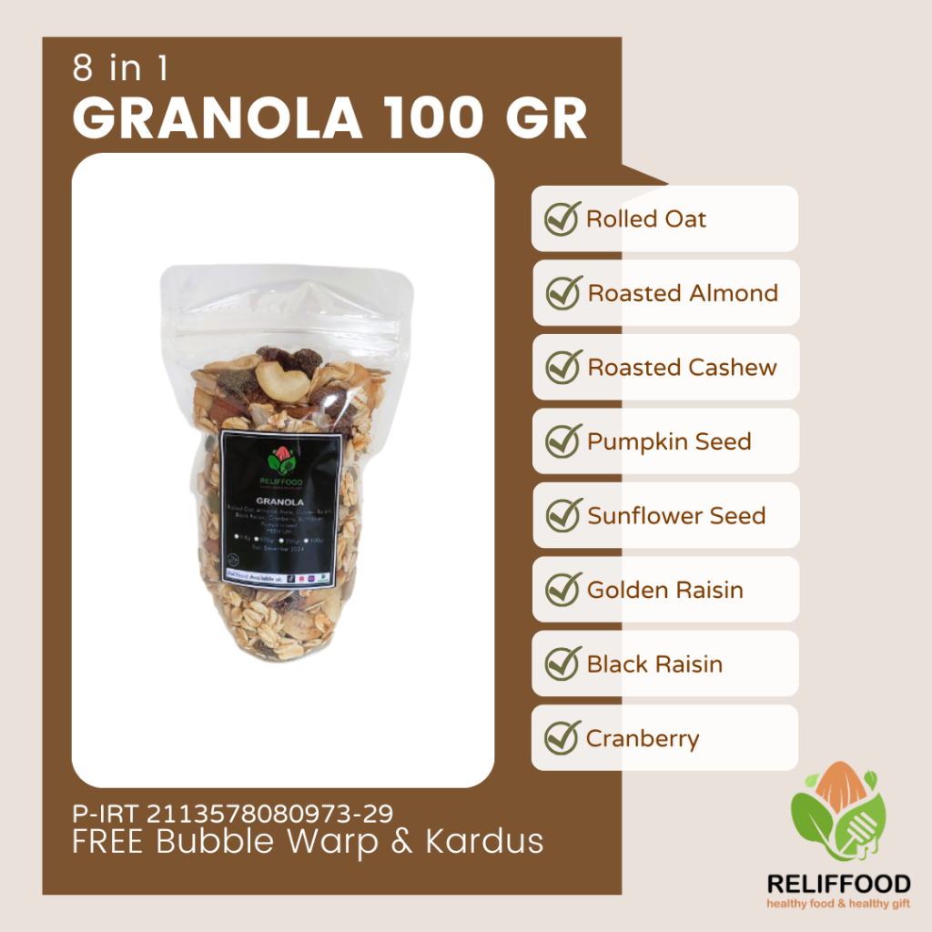 Jual GRANOLA 100 GRAM PREMIUM - OATMEAL SEREAL SARAPAN SEHAT PRAKTIS 8 ...