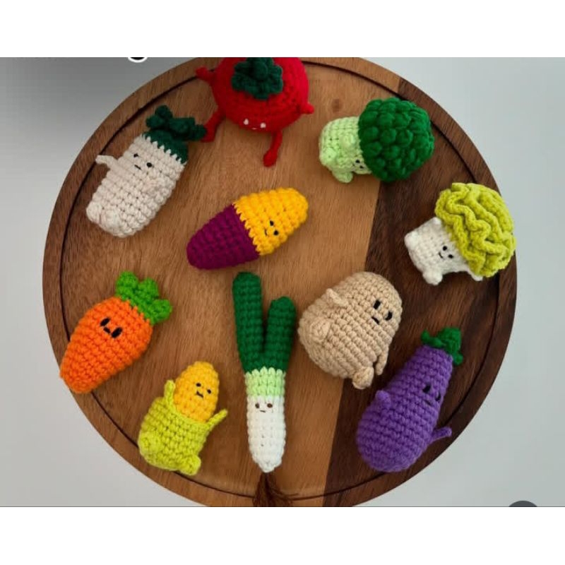 Jual Gantungan rajut makanan sayur lucu | Cute vegatable keychain ...