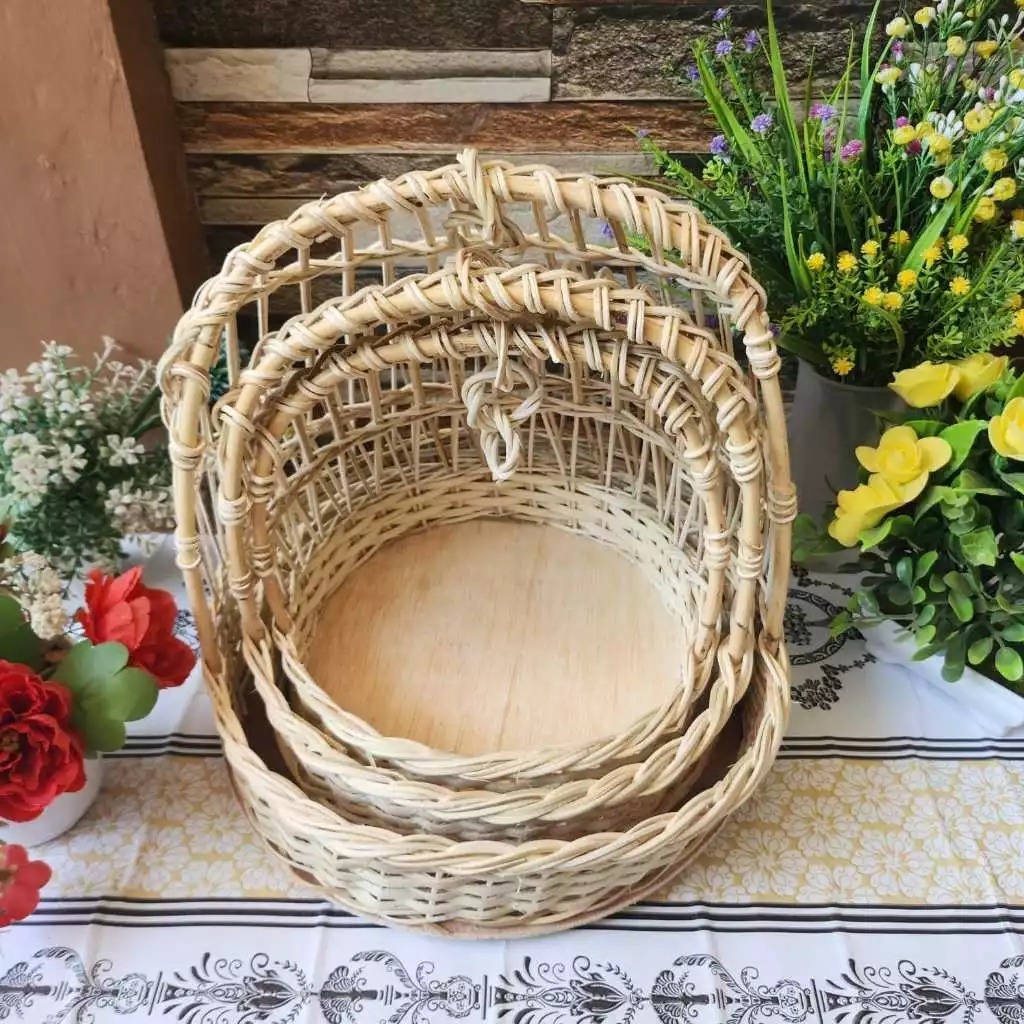 Jual (Ecer) Keranjang Hantaran Sangkar Rotan Kotak dan Bulat | Shopee ...