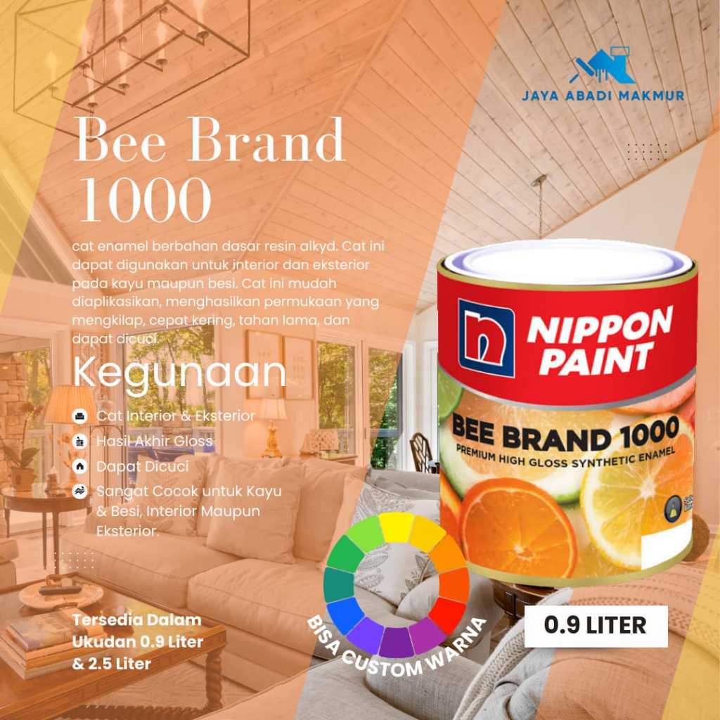 Jual Nippon Paint Bee Brand 1000 0.9 Liter / Cat Kayu dan Besi / Warna Ready Pack | Shopee Indonesia