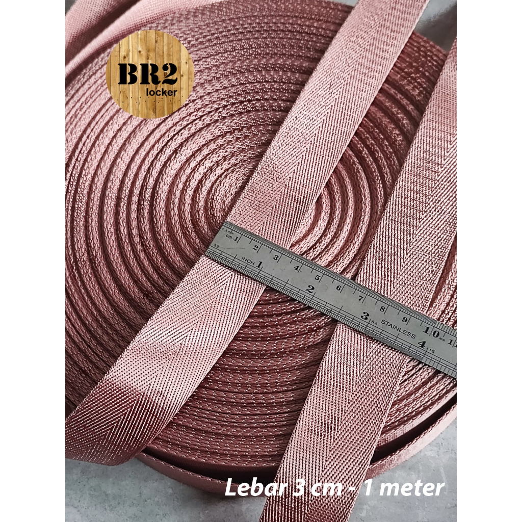 Jual Tali Webbing Nylon Bisban Tas lebar 3 cm warna salem - per 1 meter ...