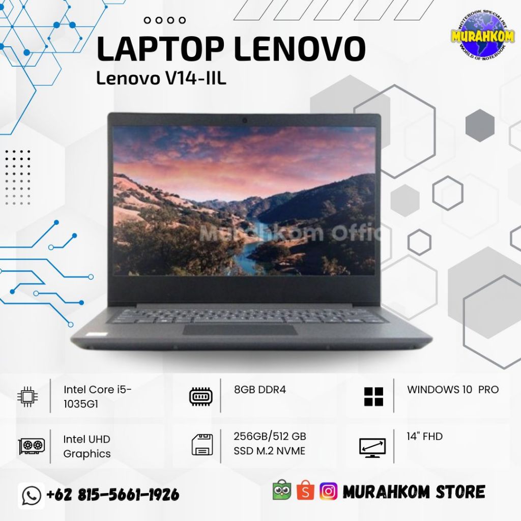 Jual LAPTOP LENOVO V14-IIL INTEL I5-1035G1 RAM 8GB 512GB SSD 14"FHD WIN 10 PRO | Shopee Indonesia