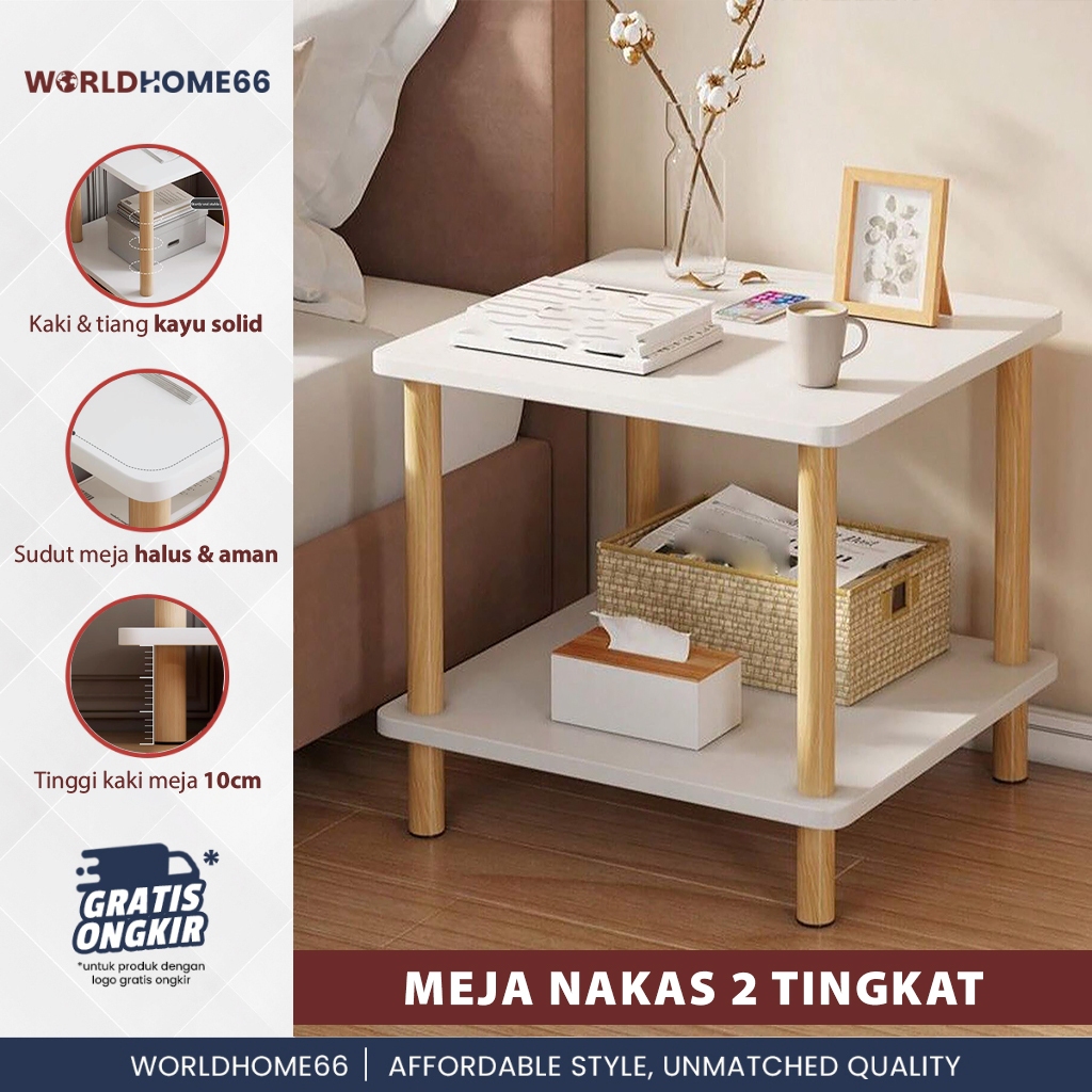 Jual Worldhome Meja Nakas 2 Tingkat Bedside Table Meja Sudut Meja Kamar ...