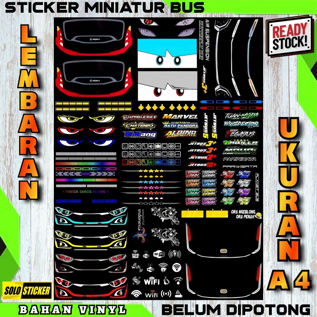 Jual Stiker Bus Miniatur Basuri Bahan Vinyl Anti Air Ukuran A4 | Shopee ...