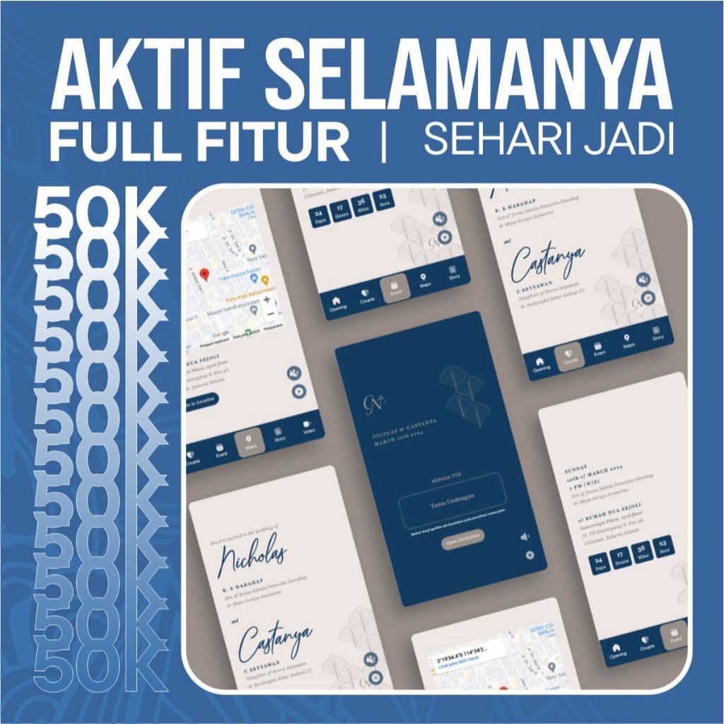 Jual Undangan Tema Biru 2 - Undangan Pernikahan Digital Website Custom ...