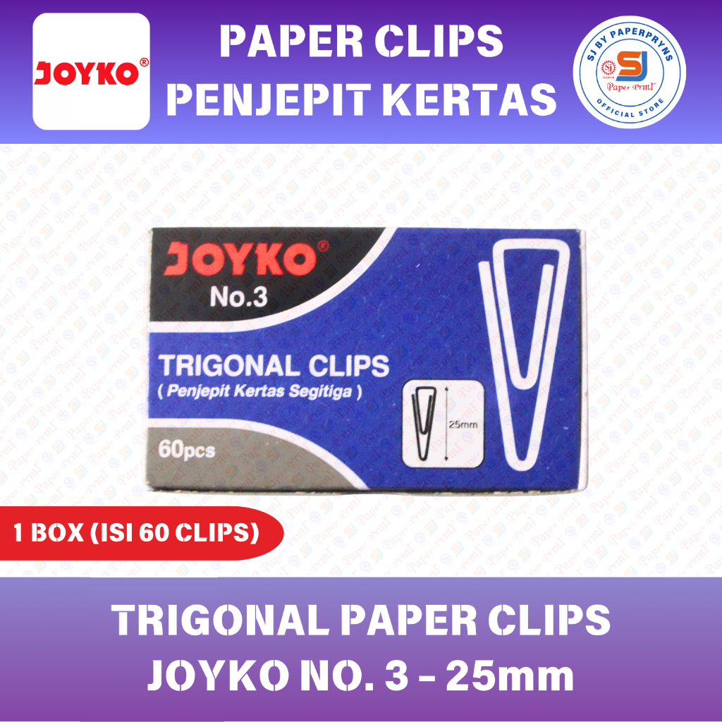 Jual Trigonal Paper Clips / Penjepit Kertas Segitiga Joyko No. 3 - 25mm ...