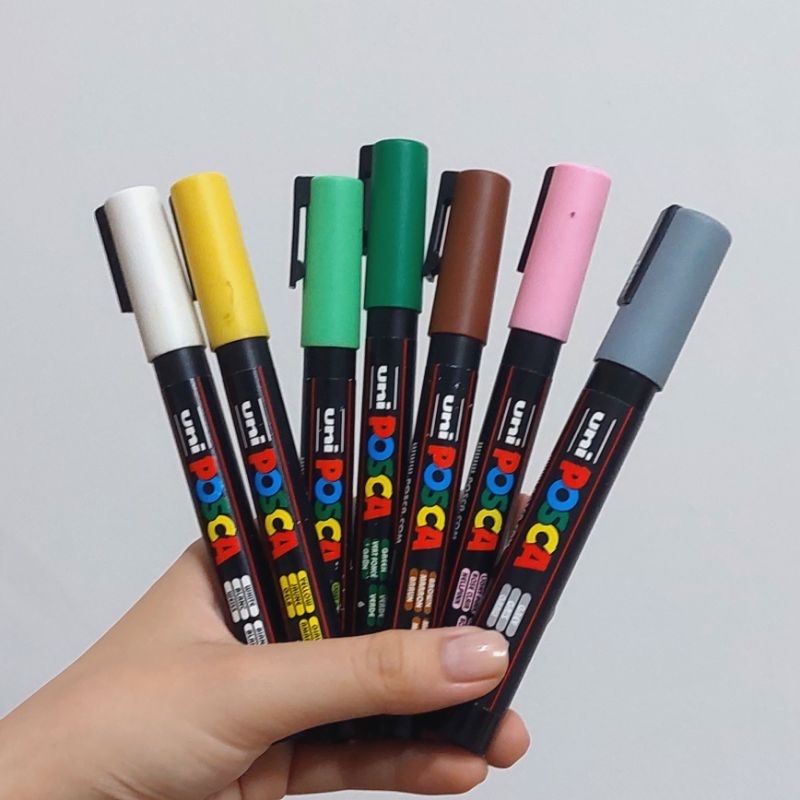 Jual UNI POSCA Pen Marker All Surface Putih Kuning Hijau Pink Coklat ...