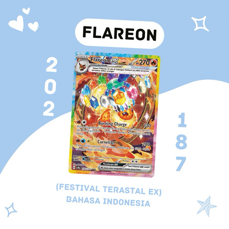 Jual Flareon EX SAR SV8A 202/187 Pokemon TCG Indonesia | Shopee Indonesia