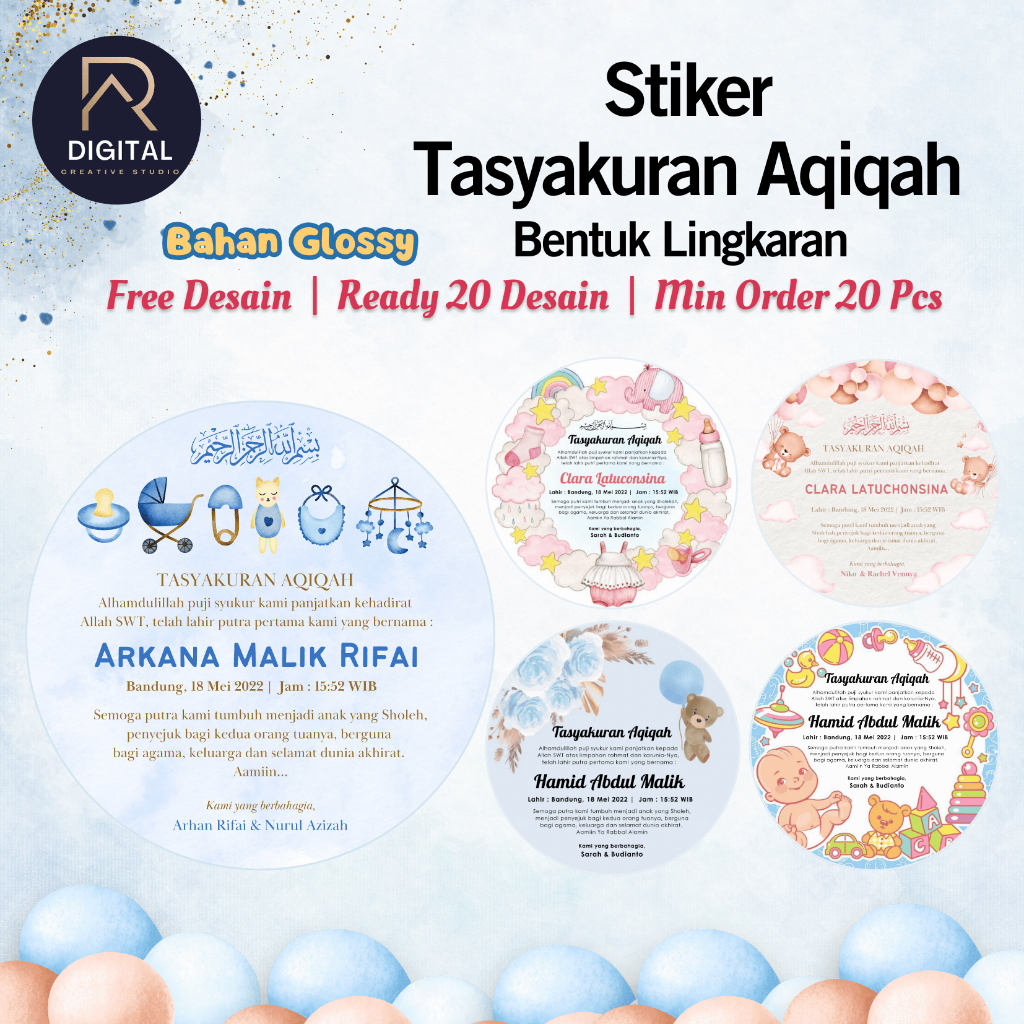 Jual STIKER LABEL AQIQAH / STICKER AQIQAH KELAHIRAN ANAK BENTUK BULAT ...