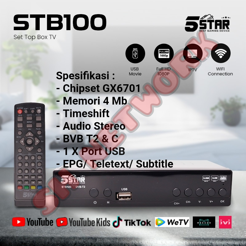 Jual Set Top Box TV Digital 5Star STB100 DVB T2 STB Super HD 168 Gol Kijang Nextron TR1000SE ...