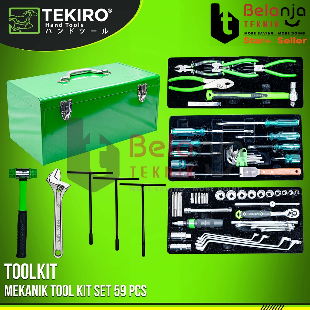 Jual TEKIRO Mekanik Tool Kit Set 59 Pcs Toolset Toolkit Toolbox Set ...