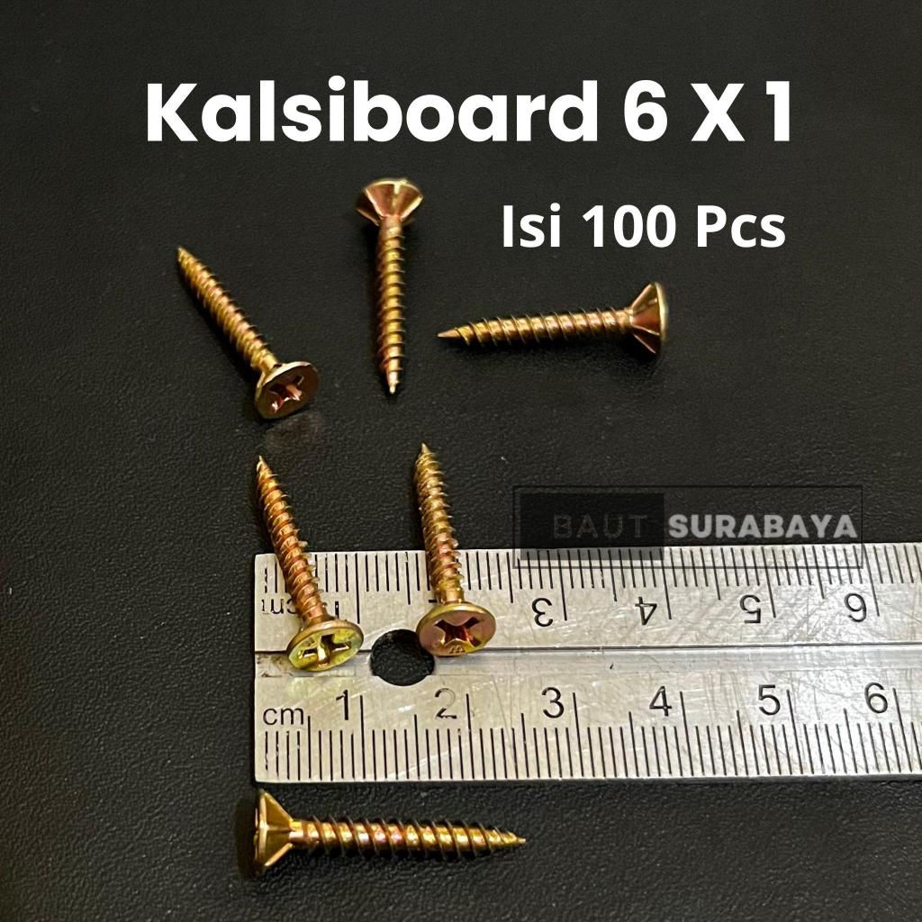 Jual 100 pcs sekrup 6x1 sekrup kayu Kalsiboard calciboard kalsibot ...