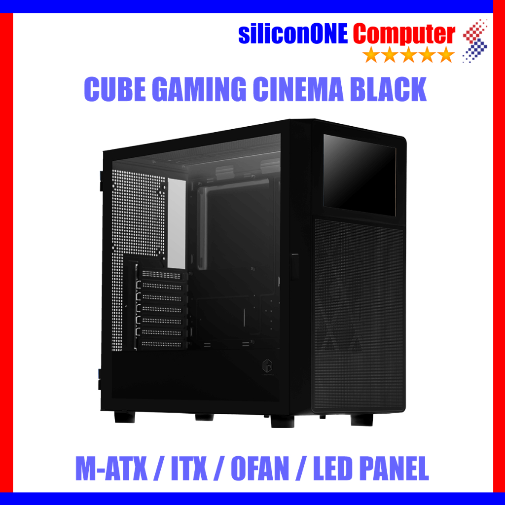 Jual CUBE GAMING CINEMA 0Fan LED Panel Black MATX Gaming Case Casing | Shopee Indonesia