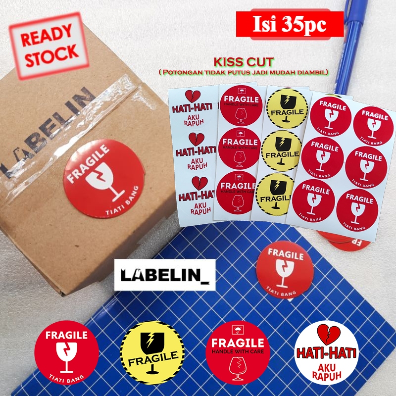 Jual READY Stiker Fragile (35pc) HATI HATI mudah pecah stiker tempel ...