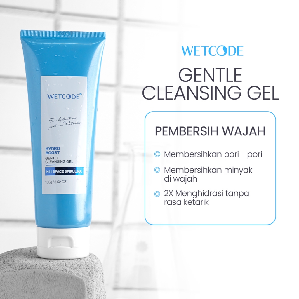 Jual Cleansing Gel Facial Cleanser Spirulina & Olive Oil Sabun Cuci Muka WETCODE Facial Wash ...