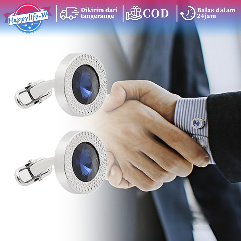 Jual 2pcs/Set Kancing Manset Kemeja Kristal Zirkon Prancis Cufflink ...