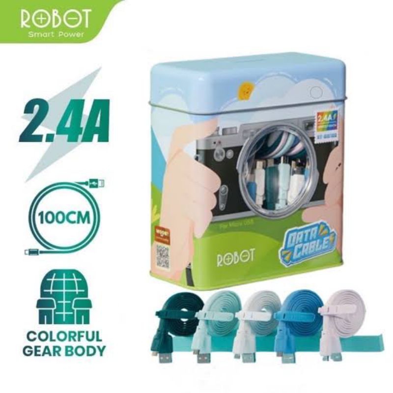 Jual (Harga 1pcs )Micro ROBOT Data cable RT-AM100 colorfull (1 kaleng ...