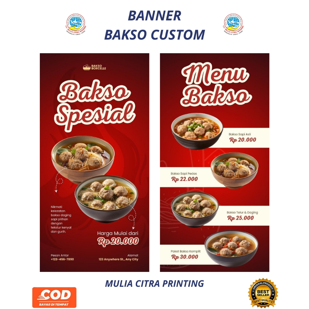 Jual CETAK SPANDUK BANNER BAKSO CUSTOM | Shopee Indonesia