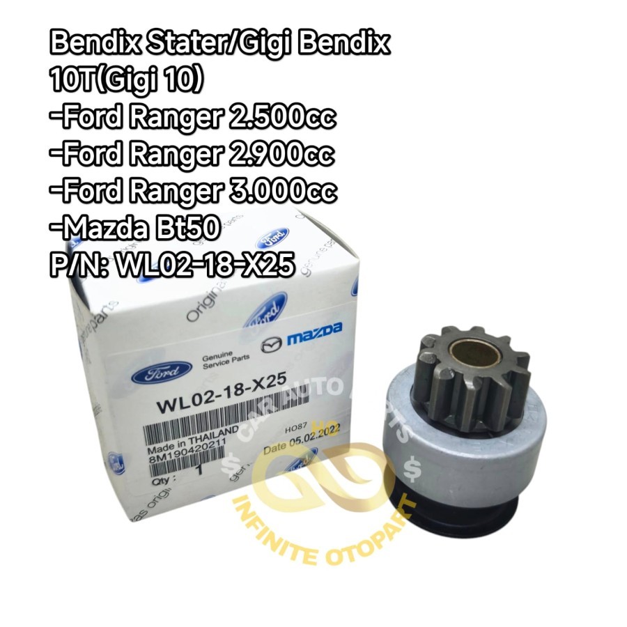 Jual BENDIX STARTER GIGI BENDIK STATER 10T FORD RANGER 2.5 2.9 3.0 WL02 ...