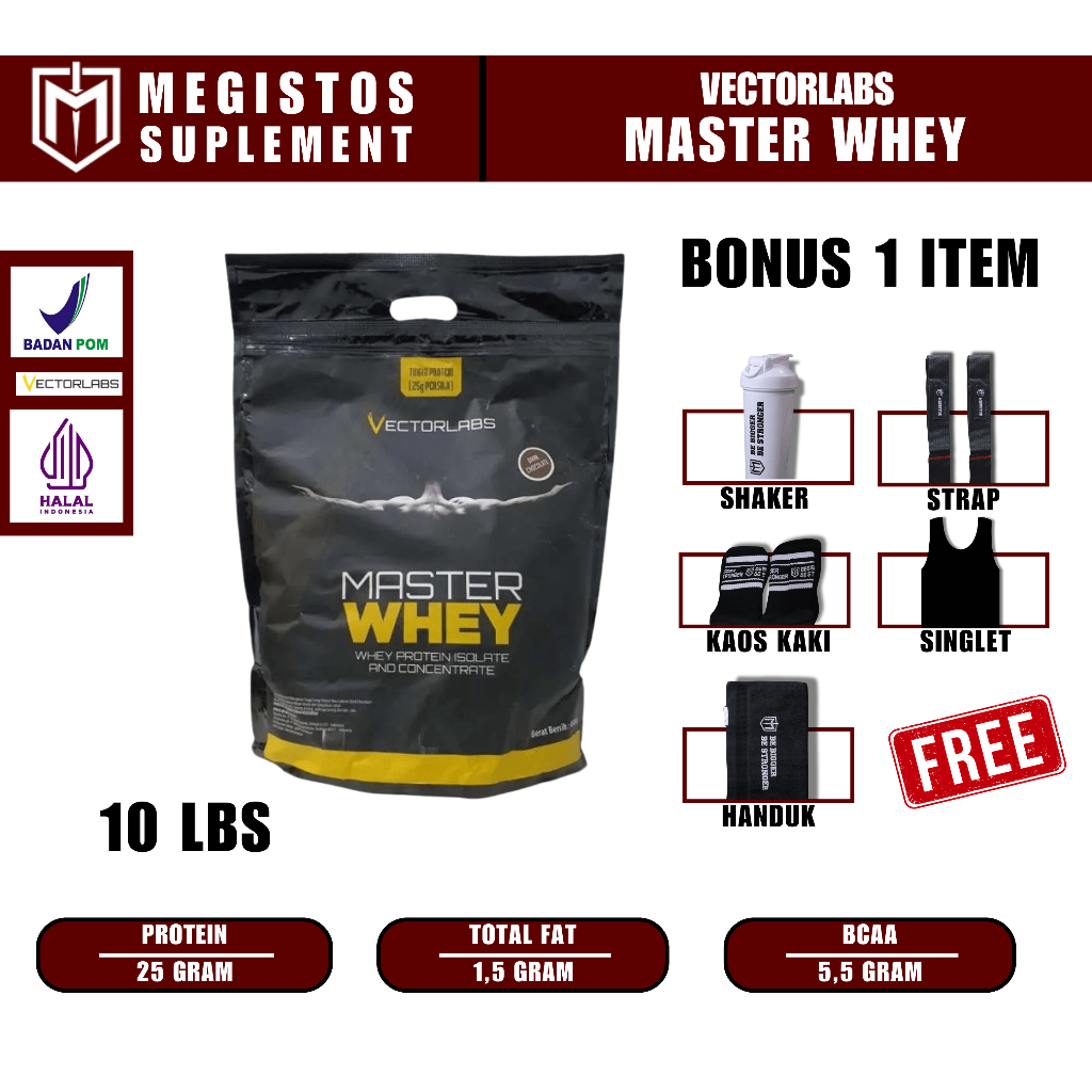 Jual Vectorlabs Master Whey 10lbs 4.5kg Free 1 item | Shopee Indonesia