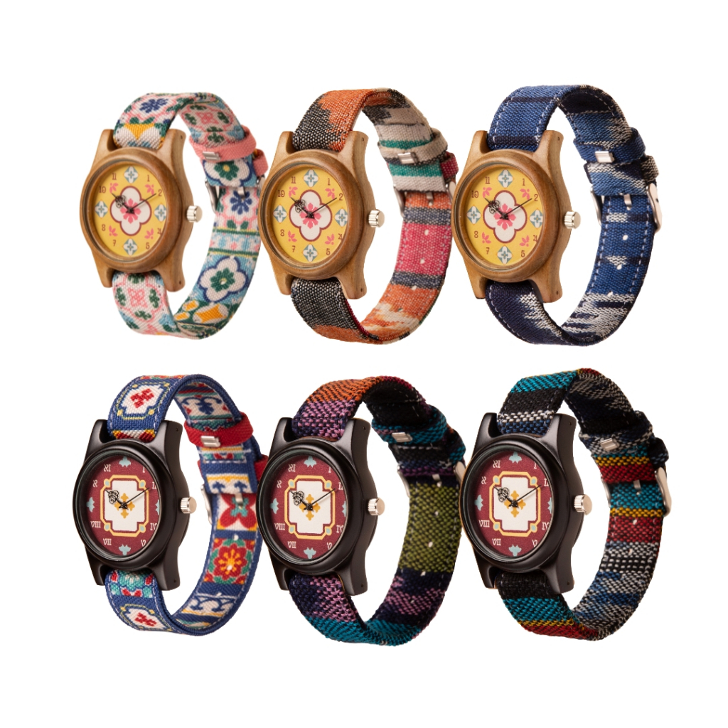 Jual Woodka Corak Collection Kombinasi Tenun Canvas Strap | Jam tangan ...