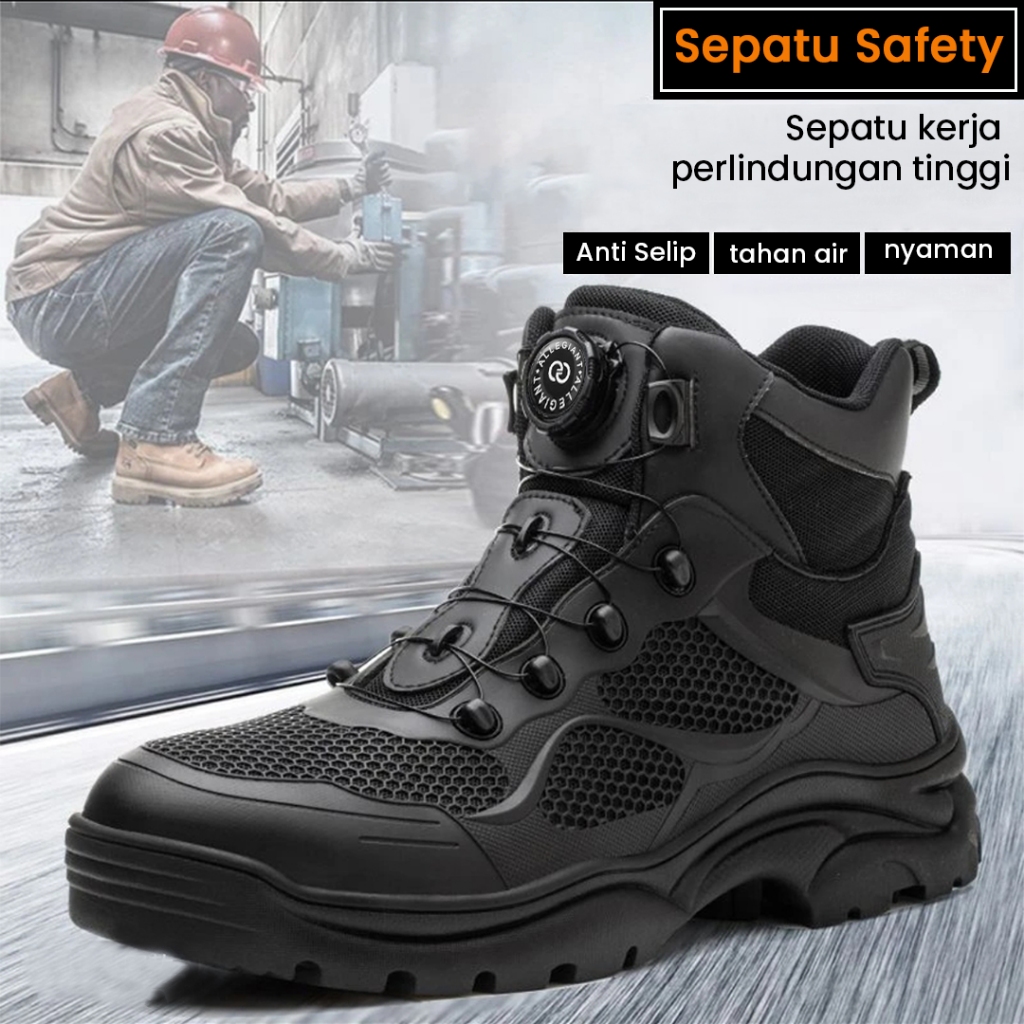 Jual Sepatu Pria Safety Import Ujung Besi Tali Putar ORIGINAL Sneakers ...