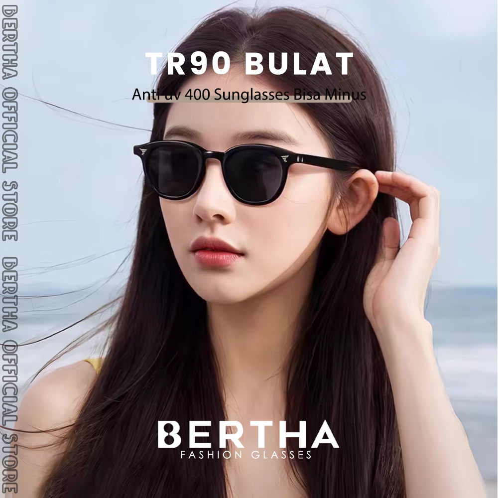 Jual Bertha Kacamata Sunglasses Anti UV 400 Style Bulat Simple Bahan TR90 Trendy Fashionable ...