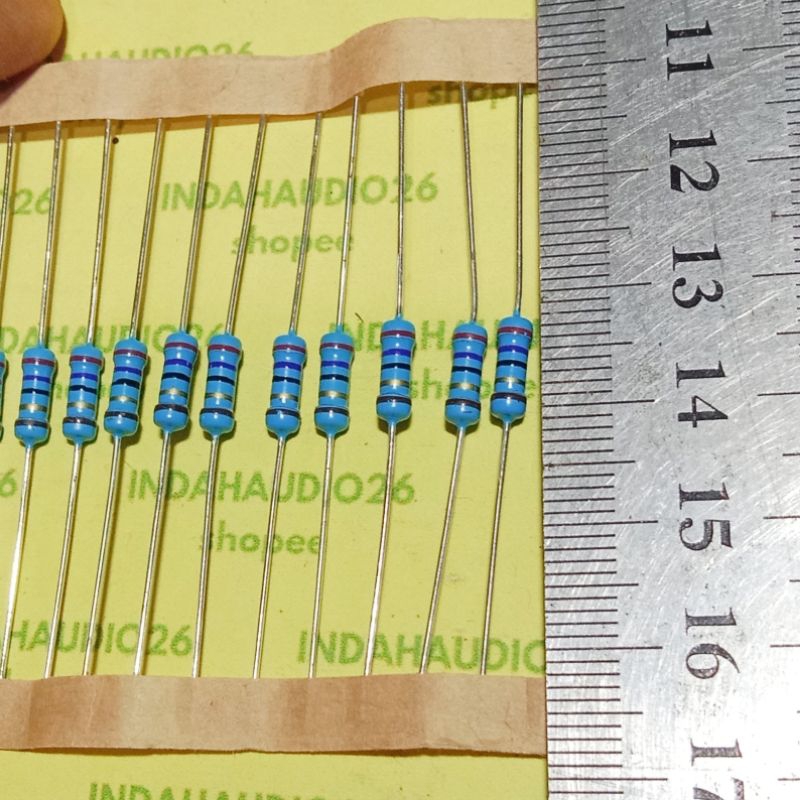 Jual taiwan 27R 1/2W 1% metal film kaki tebal tembaga resistor 27 ohm 1/2w 1 persen setengah ...