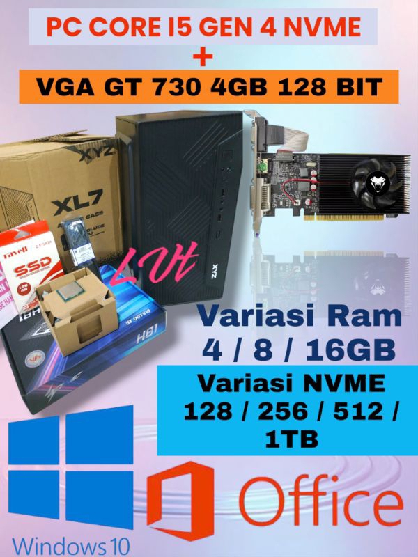Jual CPU CORE I5 + VGA 4GB 128 BIT | PC RAKITAN CORE I5 GEN 4 + VGA VENOMRX GT 730 4GB | RAM ...
