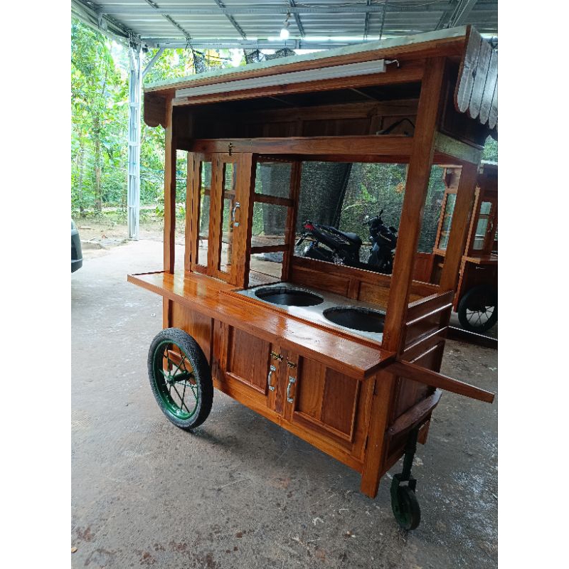 Jual gerobak mie ayam bakso model booth roda tiga free ongkir | Shopee ...