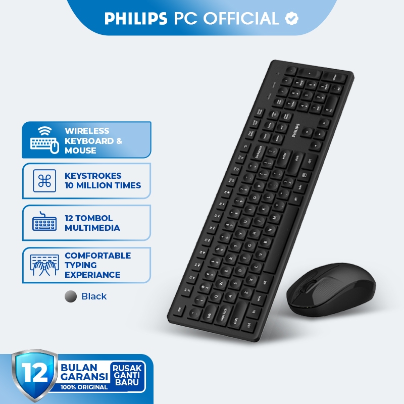 Jual Philips Keyboard Mouse Set Combo Wireless Silent Clicks Keystrokes ...