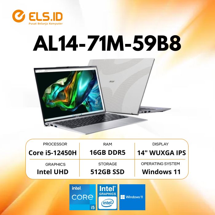 Jual Acer Aspire Lite AL14 71M Intel i5-12450H 16GB SSD 512GB 14" WUXGA ...