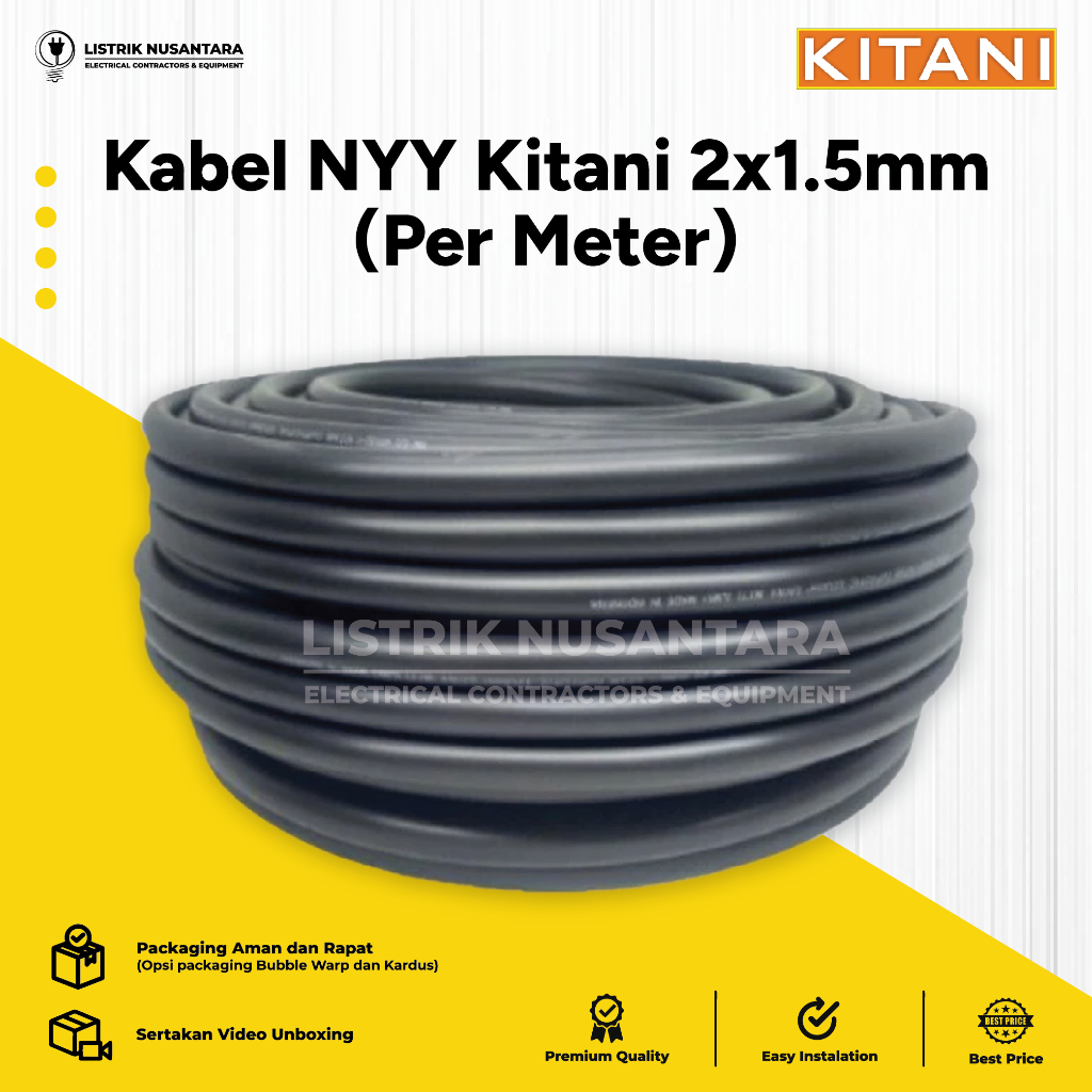 Jual Kabel NYY Kitani 2x1.5mm Kabel Listrik Outdoor Bawah Tanah Per ...
