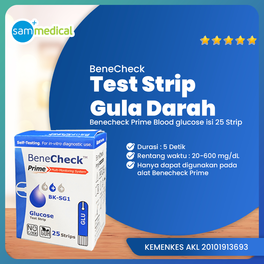 Jual Benecheck Prime Test Strip Glucose / Gula Darah / Tes Strip Glucos ...
