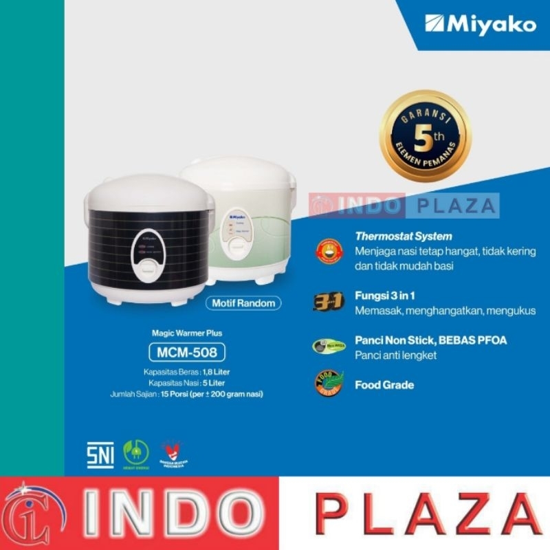 Jual RICE COOKER MIYAKO MCM-508 1.8 Liter 3 in 1 | Shopee Indonesia