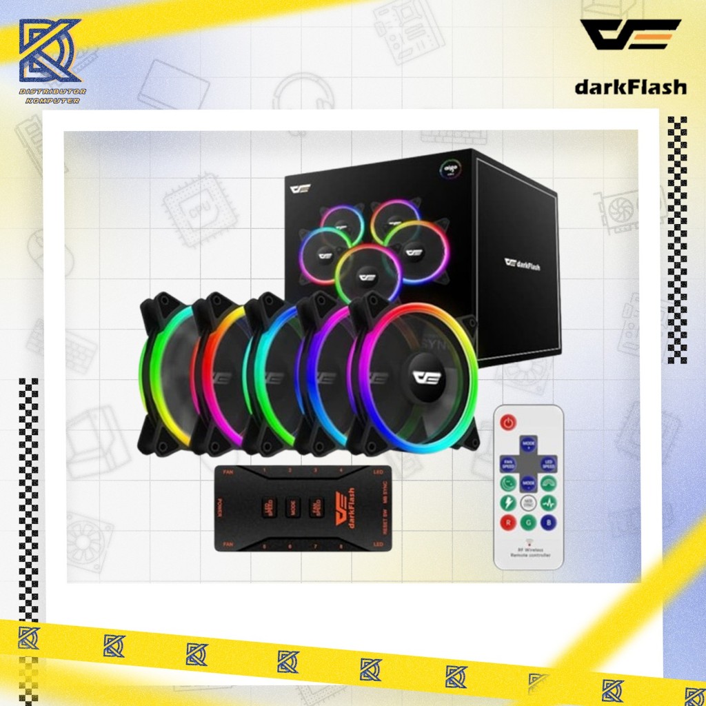 Jual AIGO DarkFlash DR12 PRO 5in1 Double Ring Fan RGB - Five Pack ...