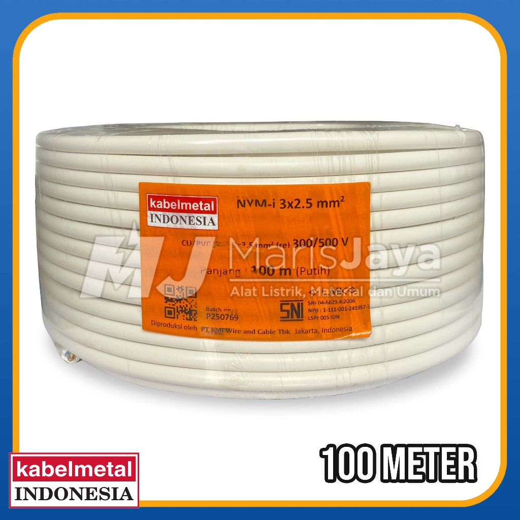 Jual Kabel Tunggal KABELMETAL (kabel metal) INDONESIA NYM 3x2,5 3x2.5 mm² 100 meter (PER ROLL ...