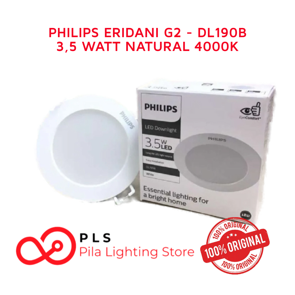 Jual Lampu LED Downlight PHILIPS Lampu Kamar Eridani DL190B 3,5 Watt 3,5W Natural White 4000K ...