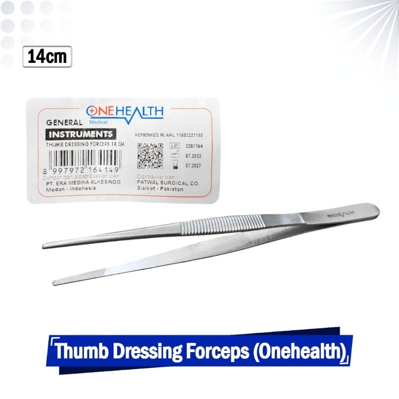 Jual Pinset Anatomi 14cm Stainless Steel OneHealth Thumb Dressing Forceps | Shopee Indonesia