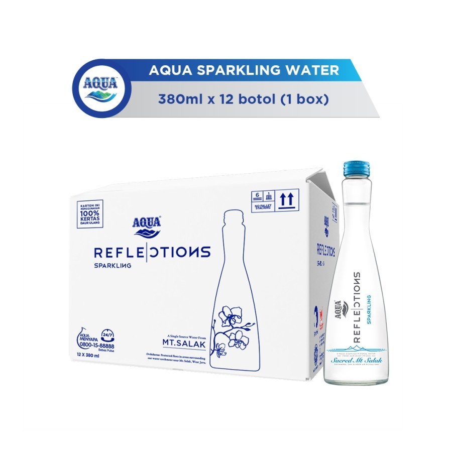 Jual AQUA Botol Kaca Reflections Sparkling 380ml x 12 botol (1 box ...