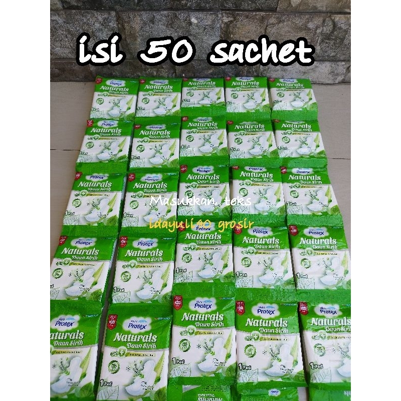 Jual isi 50 sachet pembalut protex naturals daun sirih WING 23.5cm ...