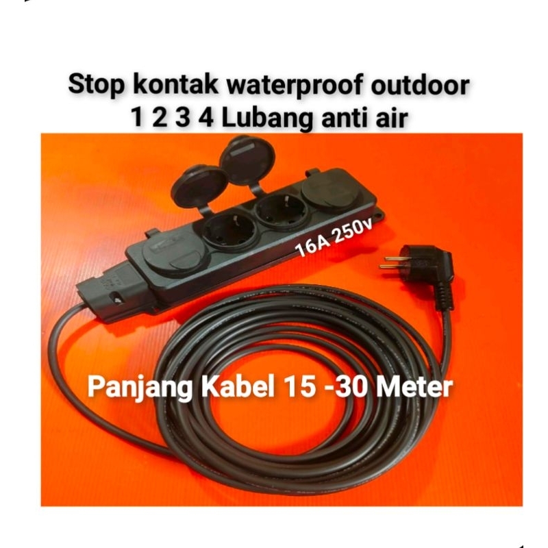 Jual Stop Kontak Outdoor Waterproof Soket 1 2 3 4 Lubang kabel 1 2 3 4 ...
