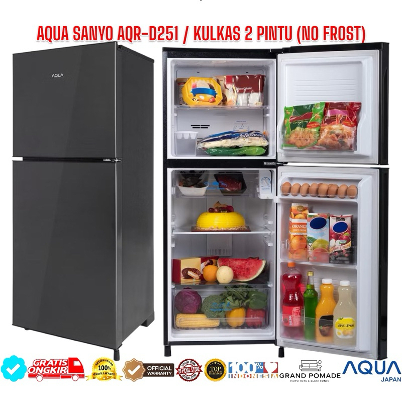Jual KULKAS AQUA JAPAN 2 PINTU AQR-D251 LOW WATT / KULKAS 2 PINTU AQUA SANYO AQR-D251 WATT ...