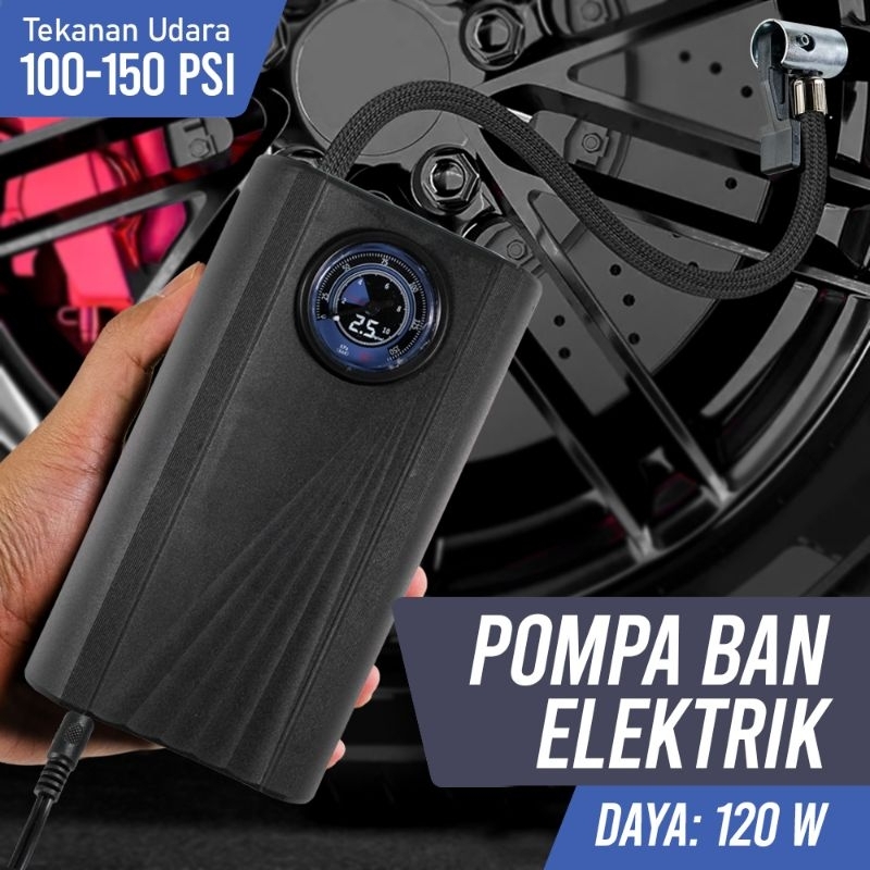 Jual pompa ban elektrik portable 150psi 120w utk mobil motor dll ...
