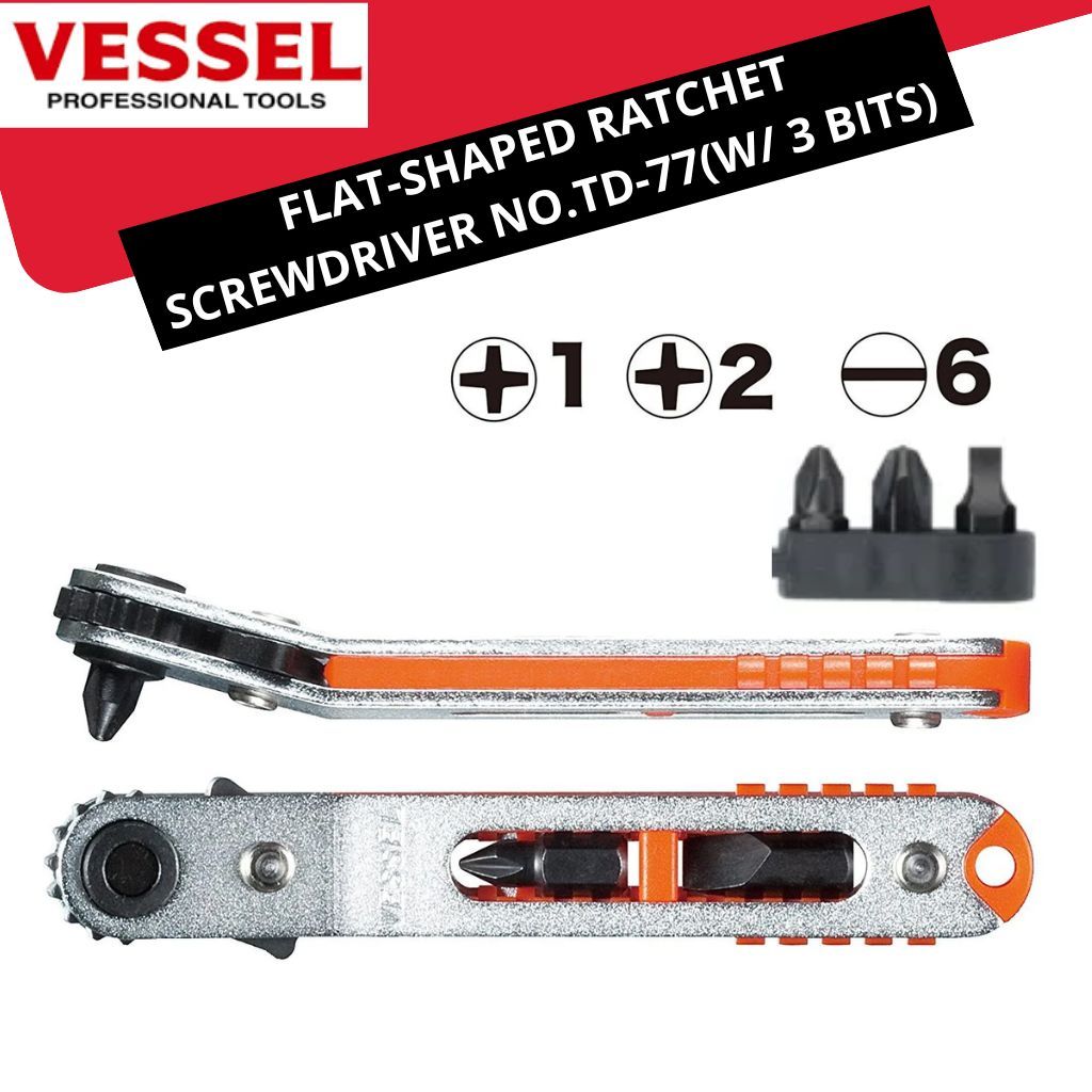 Jual Vessel Set Obeng Ratchet Berbentuk Pipih No.TD-77(w/3 bits ...
