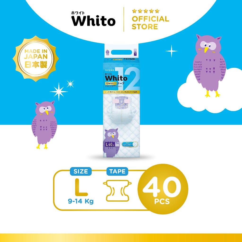 Jual Nepia Whito Diapers Tape L40 - Popok Perekat Bayi | Shopee Indonesia