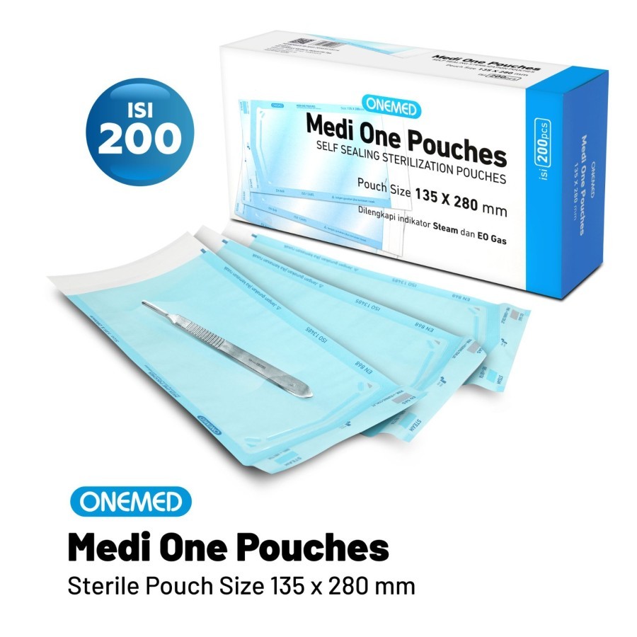 Jual Onemed | Sterile Pouch Plastik Sterilisasi Medi One 13.5 X 28 cm ...