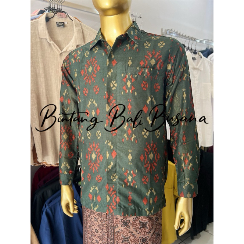 Jual Kemeja Endek Bali Pria Wisuda Seragam Kantor Bahan katun warna ...